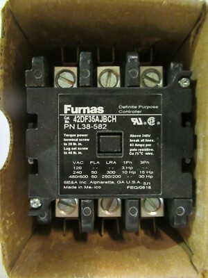 Furnas 42DF35AJBCH Open Type Contactor, 50 Amp, 3 Pole, 24 Volt Coil ...