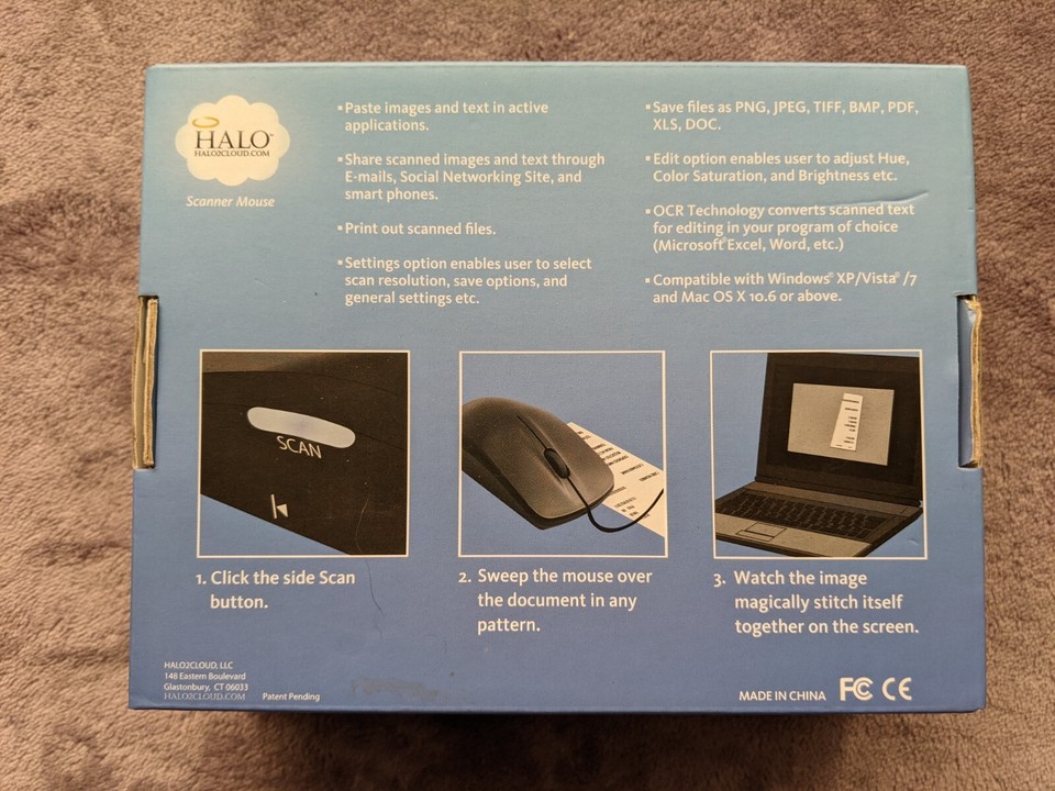 Halo Scanner Mouse USB Photo/Document Scanner and Mouse All in One. RED ...