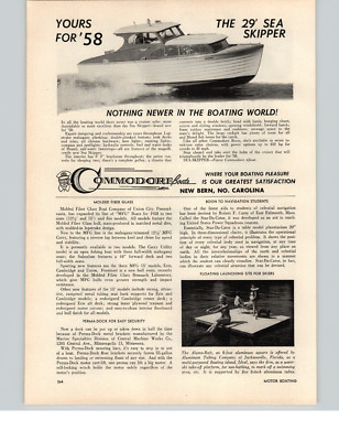 1958 PAPER AD Commodore Boats Outboard Motor 29' Sea Skipper 450 HP | eBay