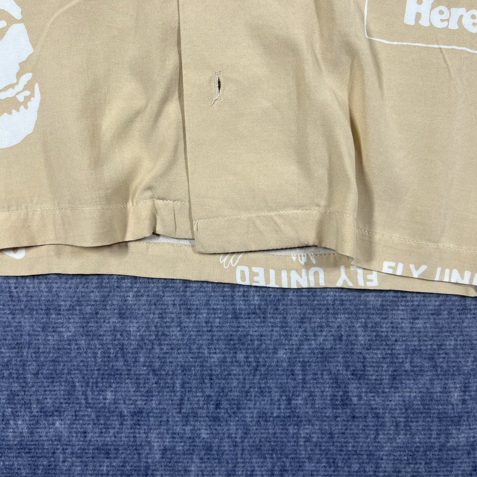 Simpler Daze Graphic Button Shirt Men’s Small Tan Surreal Print Short ...