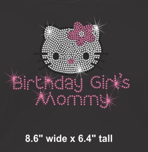 Hello Kitty Birthday Girl's Mommy iron on rhinestone transfer bling ...