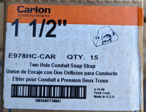 CARLON 1-1/2" Two Hole Conduit Snap Strap E978HC-CAR | eBay