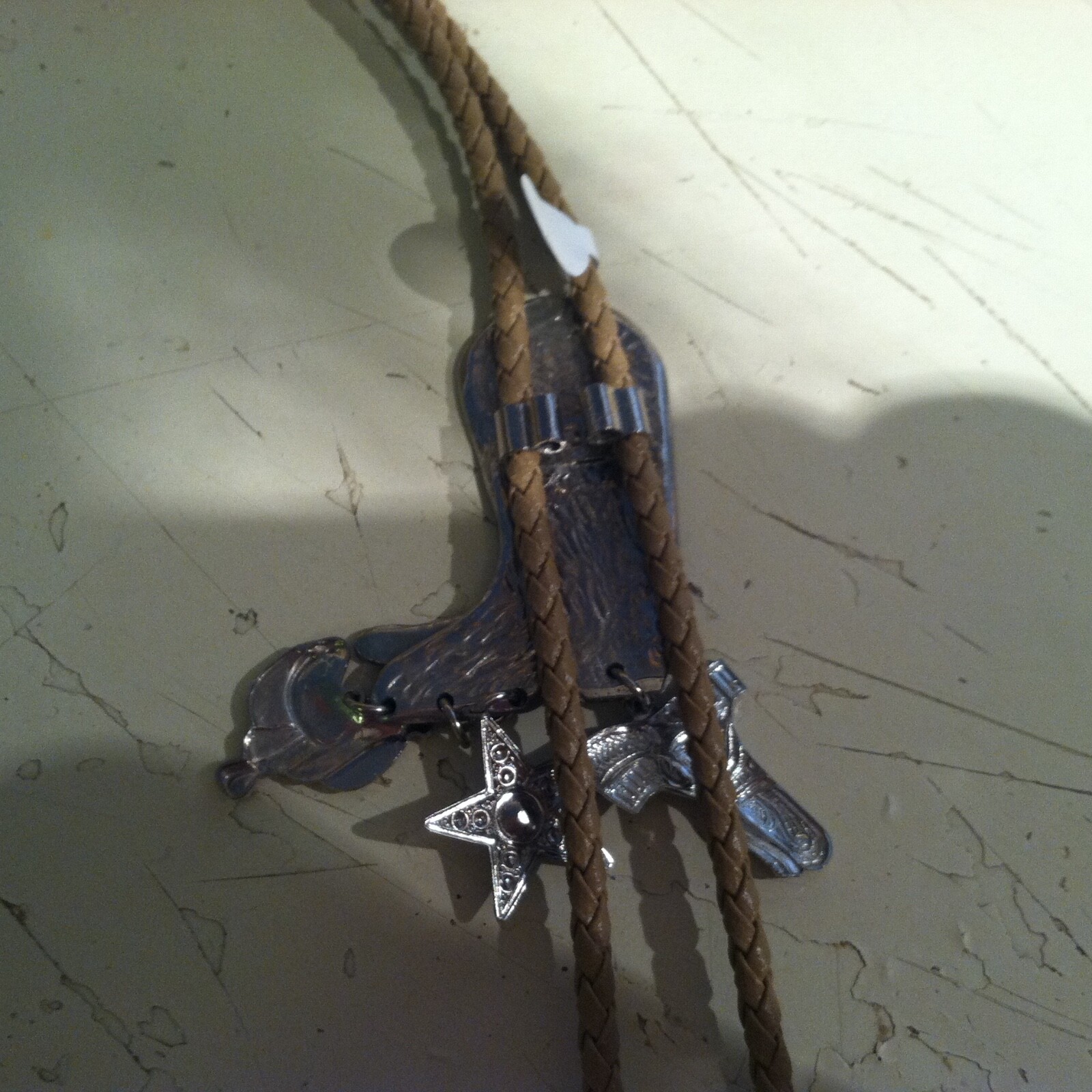 Bolo Tie Sheriff Star Cowboy Boot Saddle Leather Cord… - Gem