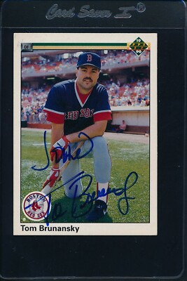 1990 Upper Deck #708 Tom Brunansky Red Sox Signed Auto *25335 | eBay