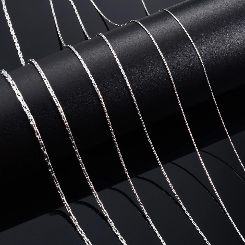 Thin Silver Necklace Link Cable Chain for Women | 316L Stainless Steel ...