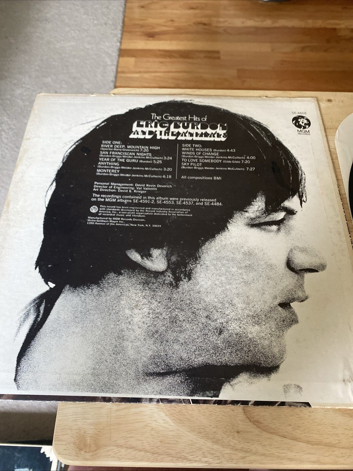 ERIC BURDON AND THE ANIMALS The Greatest Hits 1969 LP Vinyl VG+ SE 4602 ...
