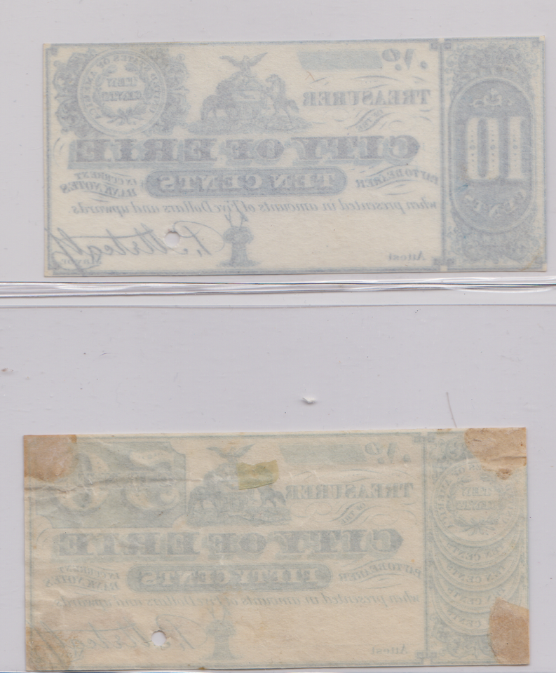 1862 City of Erie Pennsylvania 10 and 50 Cents PA scrip obsolete | eBay