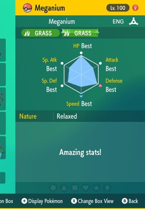 Non-Shiny Meganium 6IV Lv. 100 Relaxed Nature Johto Pokemon Scarlet ...