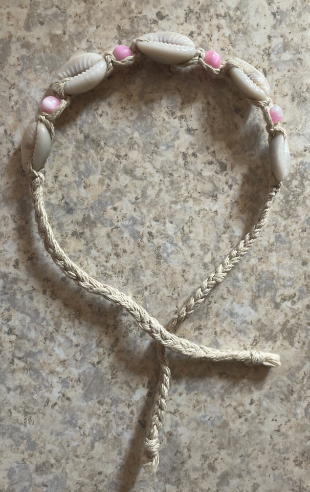 Pooka Bead Style - Cowrie Shell Bracelet, Anklet with pink beads | eBay