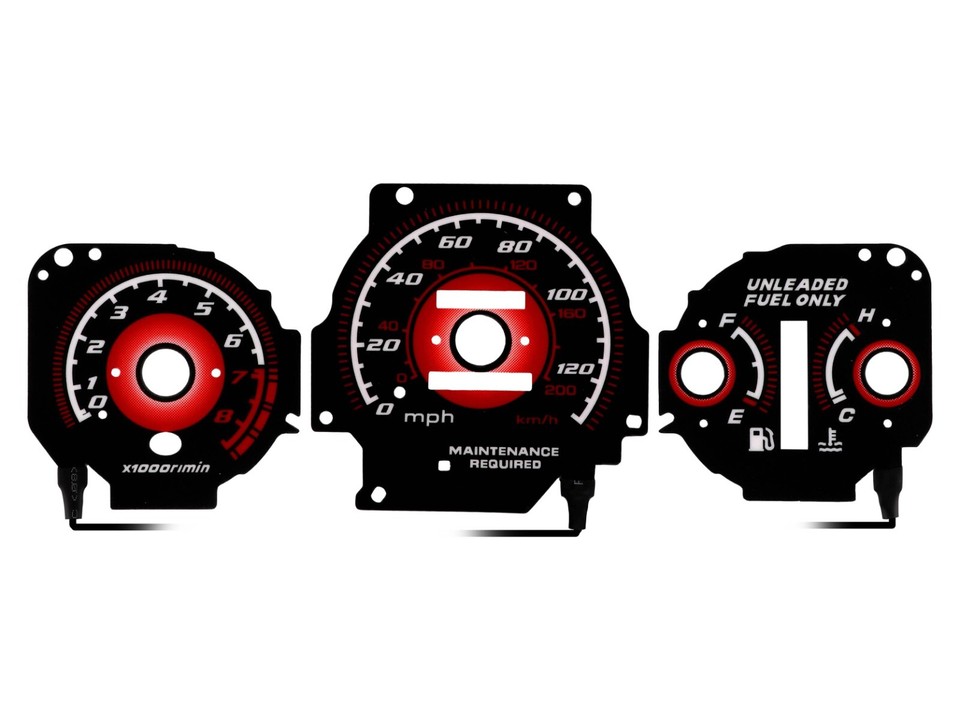 RED Type-R Glow Gauge Black Overlay For 96-00 Honda Civic EK AUTO ...