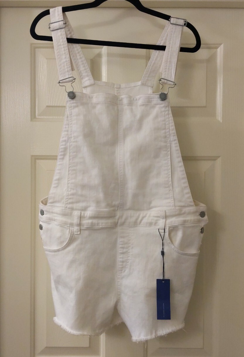 NWT $148 Rebecca Minkoff Overalls Short White Shlee Dungarees Sz L ...