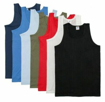 MEN'S IMPROVED VESTS MULTI COLOUR ASSORTED/PLAIN BLACK VEST 6 PACKS ...