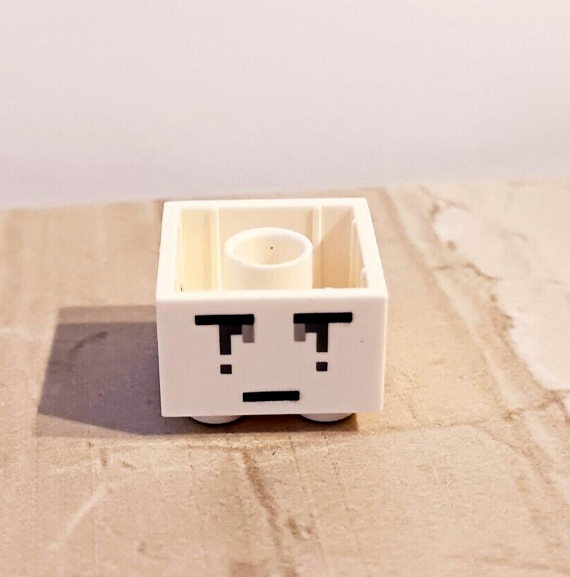 New LEGO GHAST Minecraft Brick Head Printed Face 2x2 inverted White ...