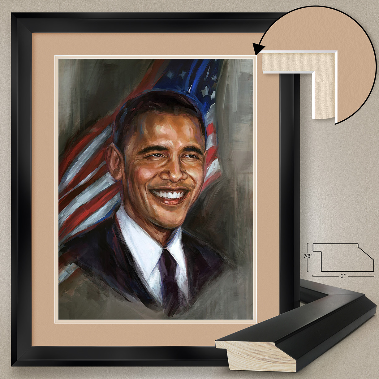 32W"x40H": BARACK OBAMA 44TH PRESIDENT - DOUBLE MATTE, GLASS & FRAME | eBay