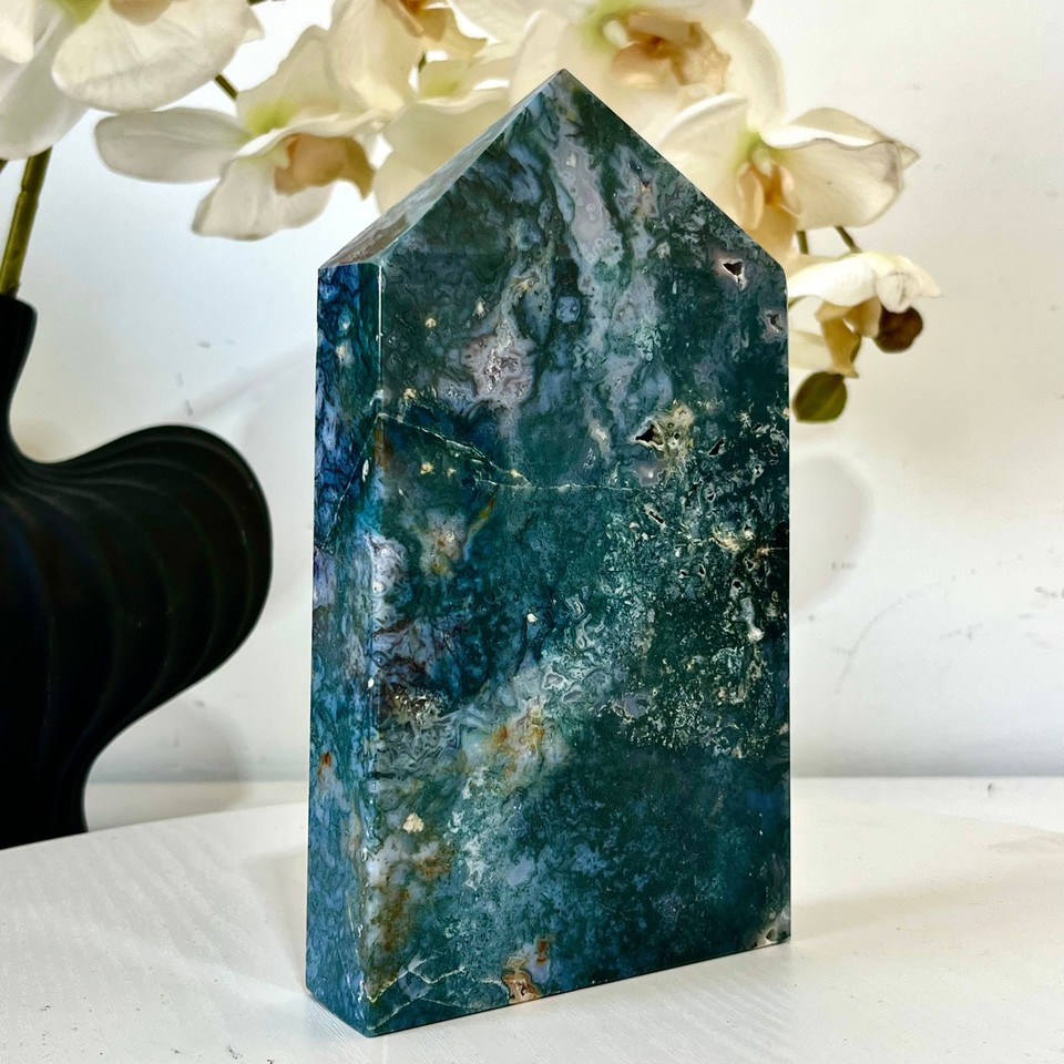 2.75LB Natural water grass agate crystal obelisk quartz crystal energy ...