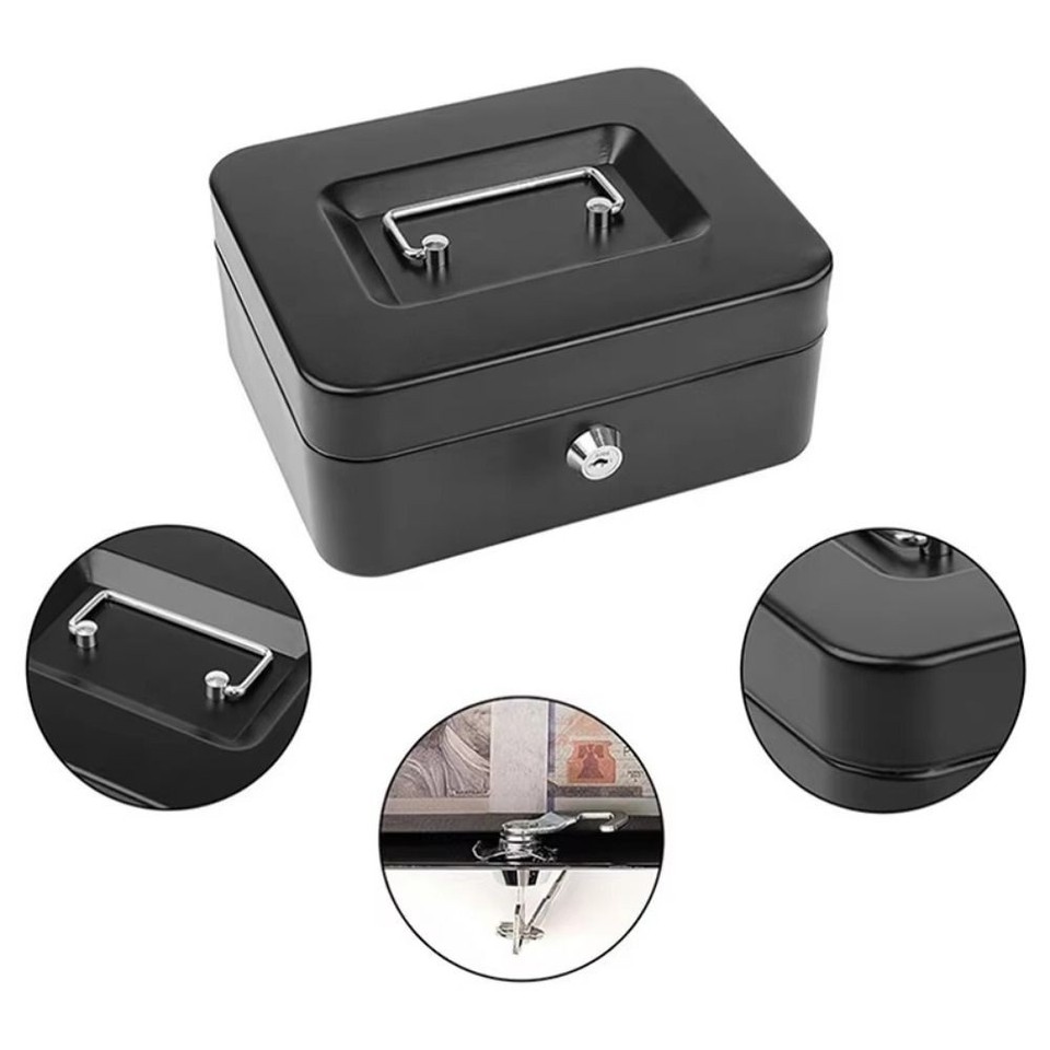 Mini Lockable Cash Box with Key Storage Box Coin Box Lock Box Home Use ...