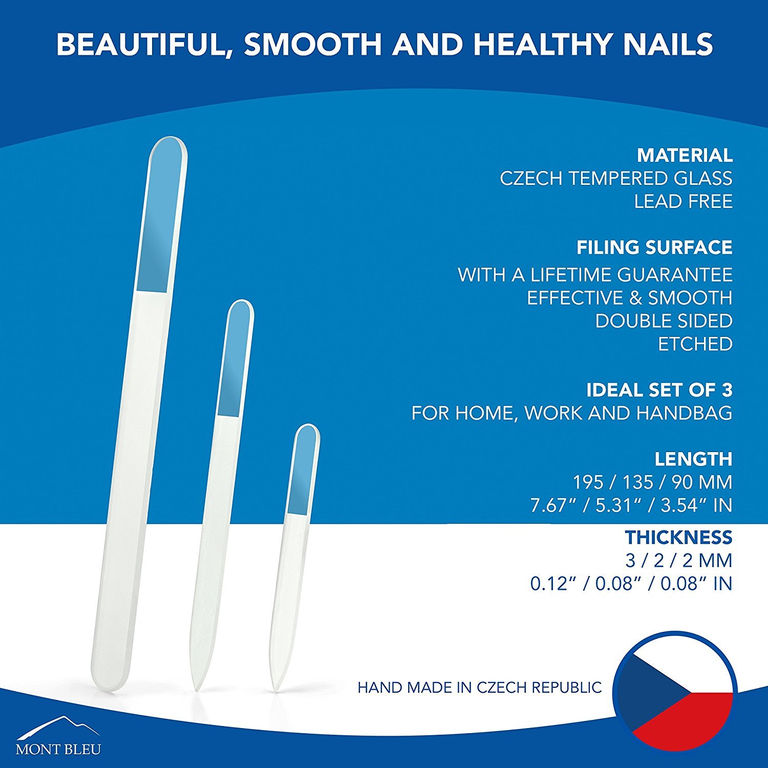 Mont Bleu Gift Set of 3 Glass Nail Files "Kitty № 5" - Premium Nail ...