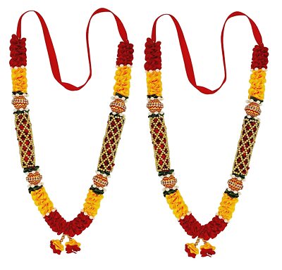 Puja Garland Red and Yellow Ribbon Mala God Idol Small Haar Statue ...
