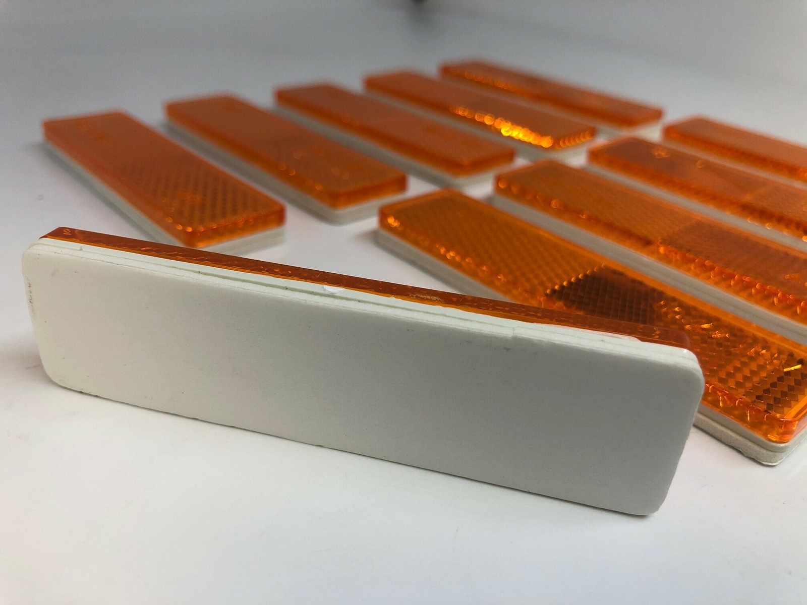 REFLECTOR Amber Orange Rectangle 84x22mm Motorcycle Trailer etc SET OF ...
