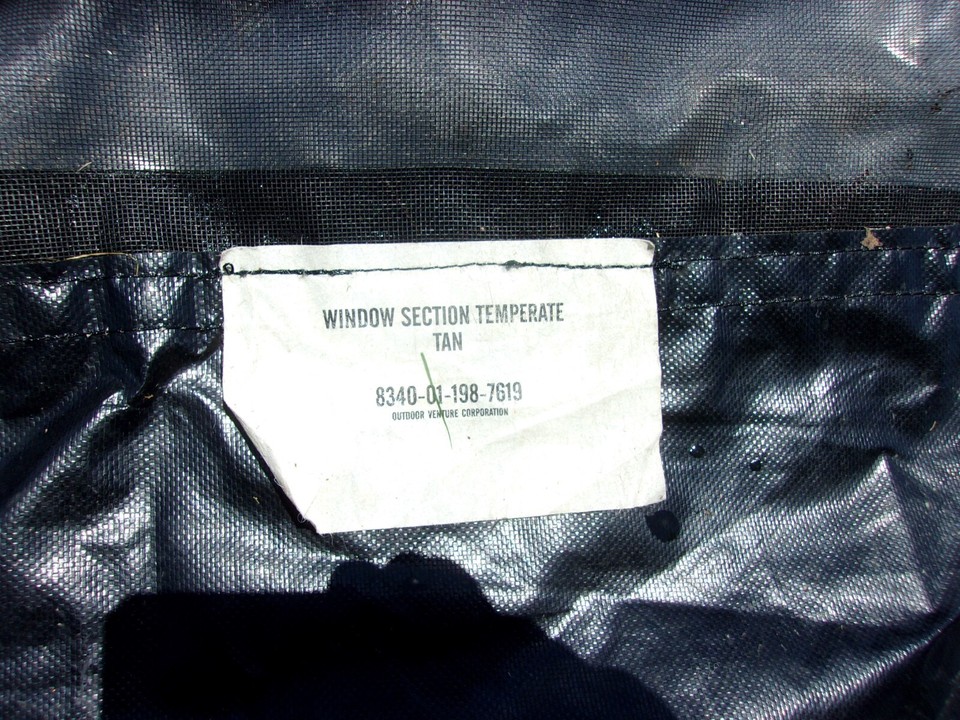 MILITARY TEMPER TENT CENTER SECTION WINDOW SURPLUS NOT COMPLETE TENT ...