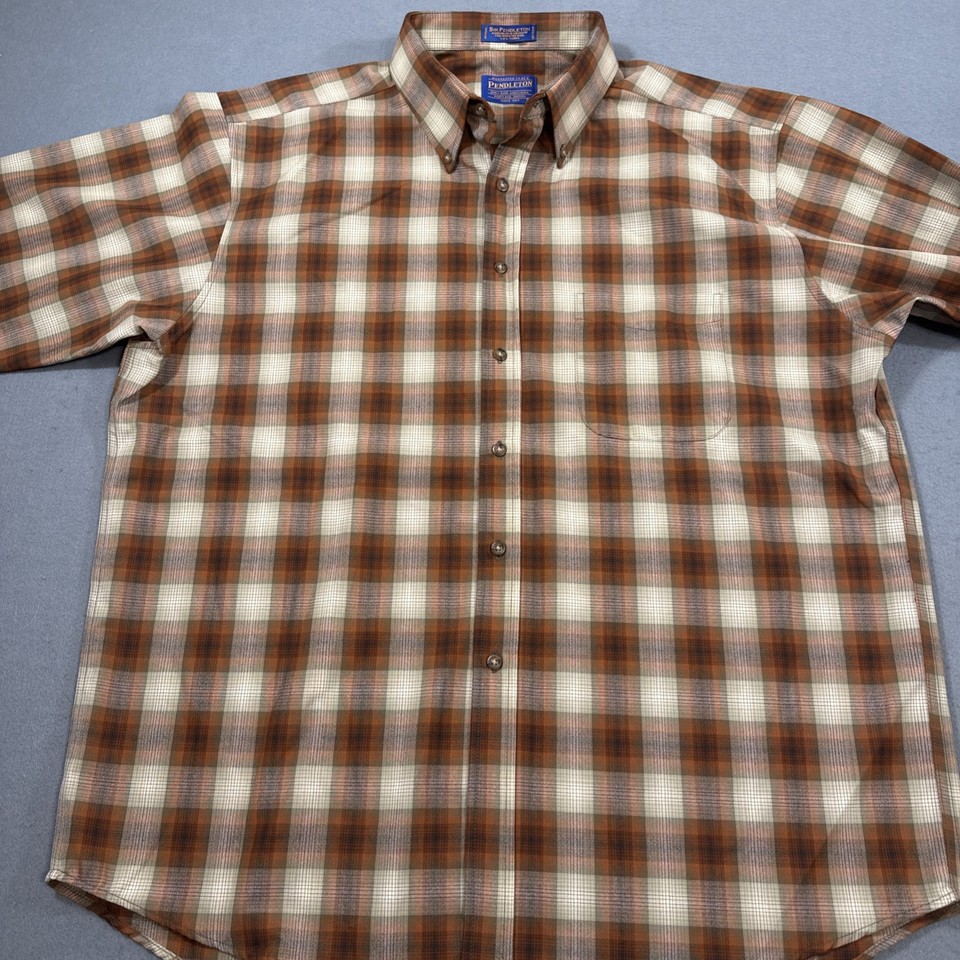 Sir Pendleton Shirt Men XL L/S Worsted Virgin Wool Plaid Button Down ...