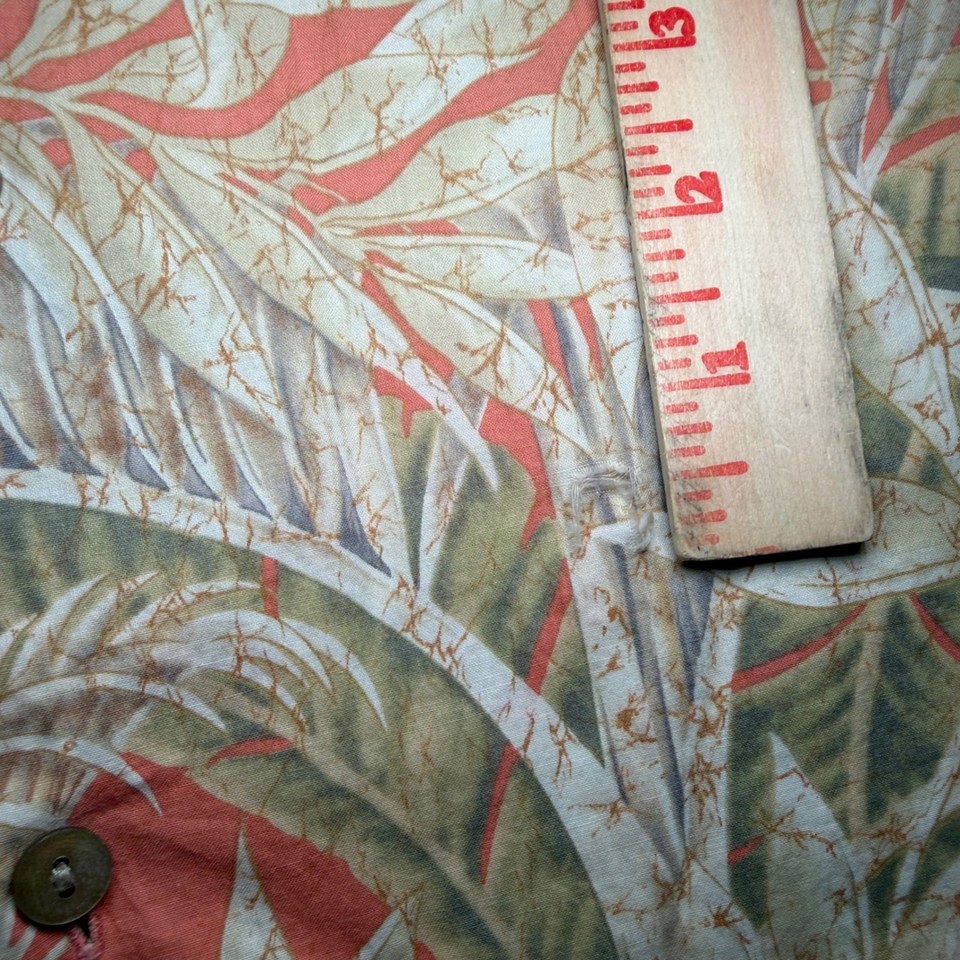 Tori Richard Hawaiian Shirt Mens 2XL Pastel Peach Cotton Lawn Botanical ...
