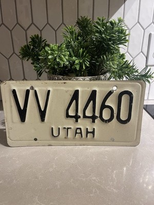 Vintage Black On White UTAH License Plate # VV 4460 - Good Shape | eBay