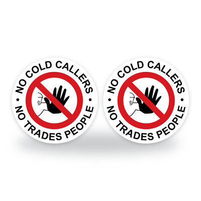 Set of 2 Red No cold callers Door Stickers - Safety Signs 95mm ...
