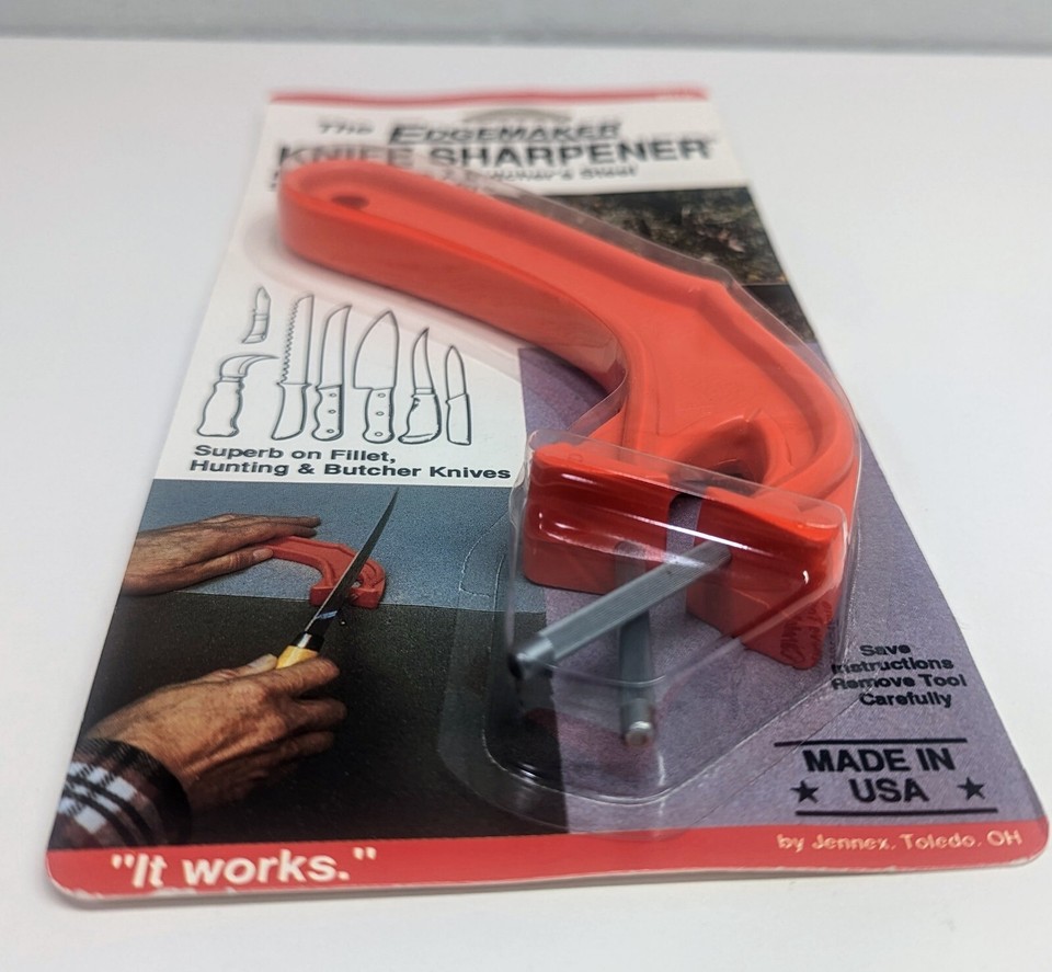 NOS The Edgemaker Knife Sharpener & Hone ORANGE #012 USA New Sharpen ...