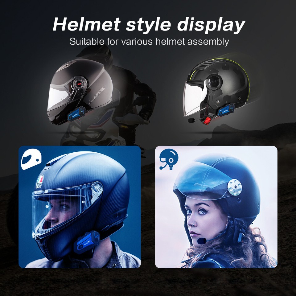 M1-S Plus Motorcycle Intercom 10 Riders 2km Bluetooth Helmet Headset ...