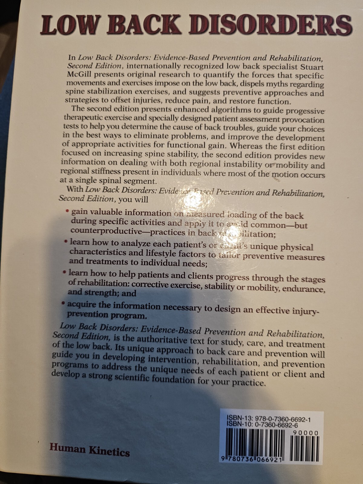 Low Back Disorders : Evidenced-Based Prevention and Rehabilitation by ...