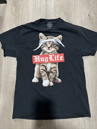 DOM Medium Hug Life Cat Black Tshirt | eBay