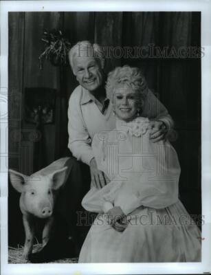 1990 Press Photo Eddie Albert and Eva Gabor in Return to Green Acres ...