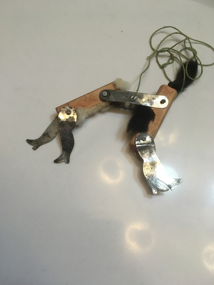 Rare Vintage Antique Wooden Dancing Doll Tin/String/Fur 100 Years Old ...