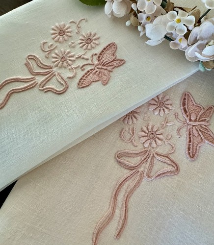 Marghab Butterfly Lot Of 2 Fingertip Towels White & Pink | eBay