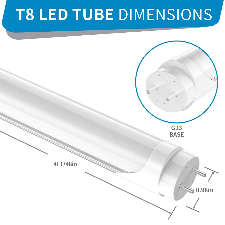 T8 4FT LED Tube Light Bulbs 22W 28W 60W 5000K~6500K G13 2-Pin 4FT LED ...