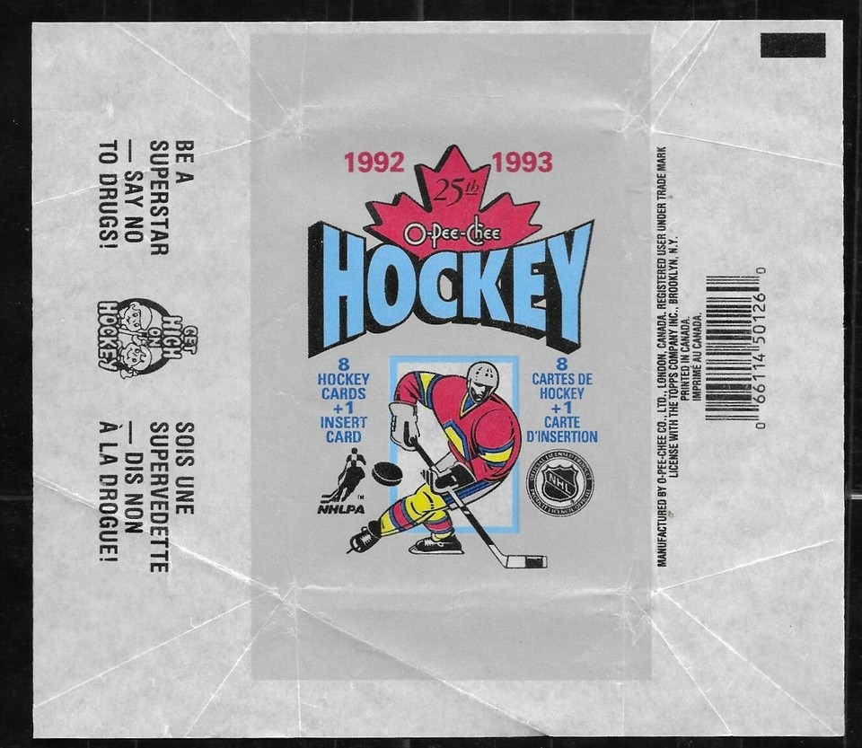 HOCKEY WAX PACK WRAPPER OPC O PEE CHEE TOPPS VARIATION & EMPTY BOX LOT ...