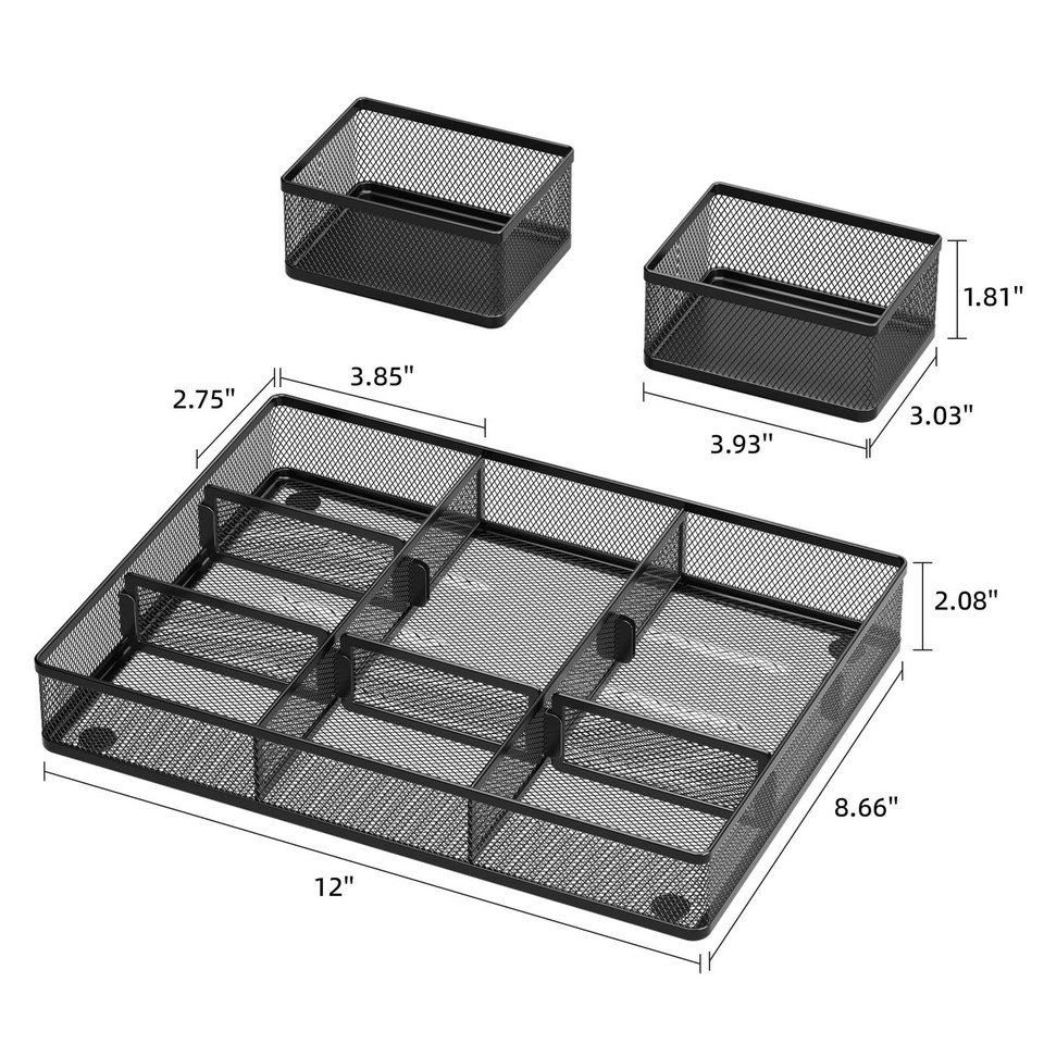 3 Packs Desk Drawer Organizers, Metal Mesh Dividers Desk Drawer ...