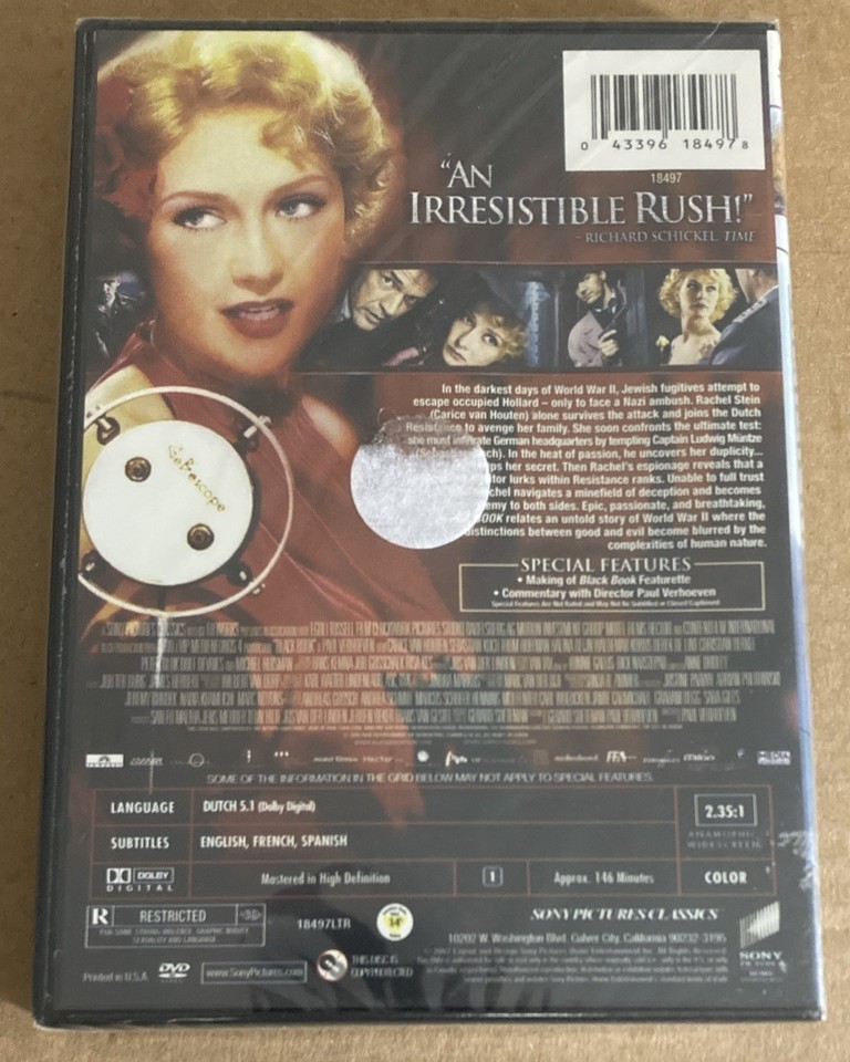 BLACK BOOK NEW SEALED DVD 2007 PAUL VERHOEVEN Carice van Houten ...