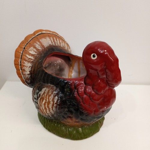 Fun Vintage Ceramic Turkey Planter Flower Vase Thanksgiving Centerpiece ...