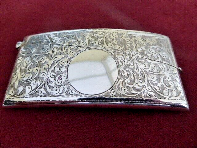 Antique HM CHASED Sterling Silver Birmingham 1920 CURVED CALLING CARD ...