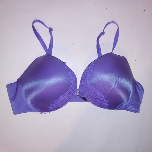 Victoria Secret Bra 36B So Obsessed Push Up Purple Solid Lace Trim ...