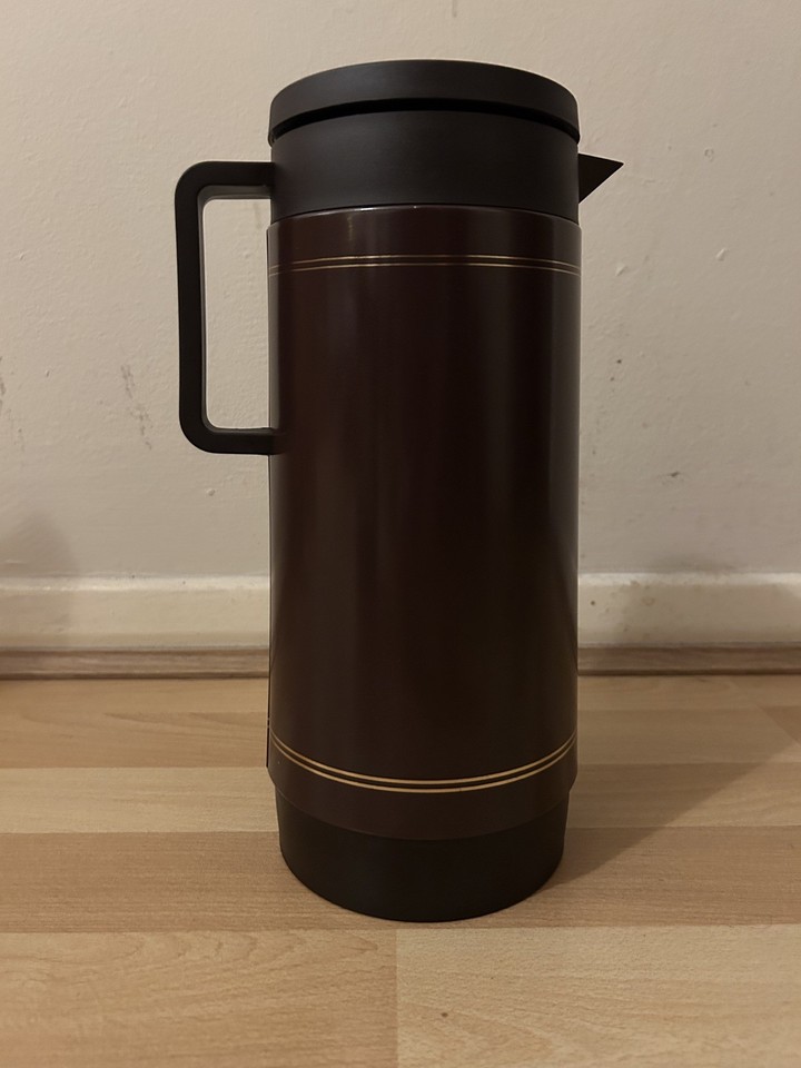 VINTAGE THERMOS LARGE BROWN COFFEE POT TEA FLASK 1 LITRE MADE IN ...