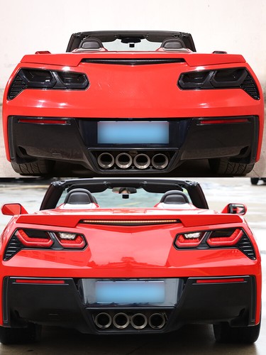 4pcs Smoked Black Rear Tail Light Trim Covers Fits For Corvette C7 2014 ...