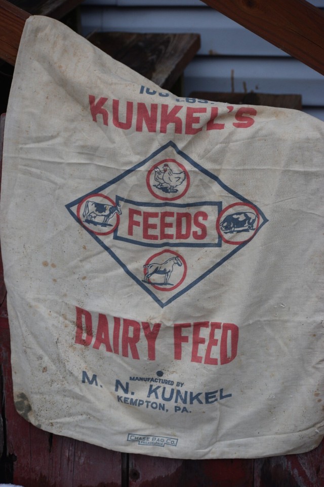 Kunkel's Feeds M. N. Kunkel Kempton PA Berks Dairy Feed Bag Albright's ...