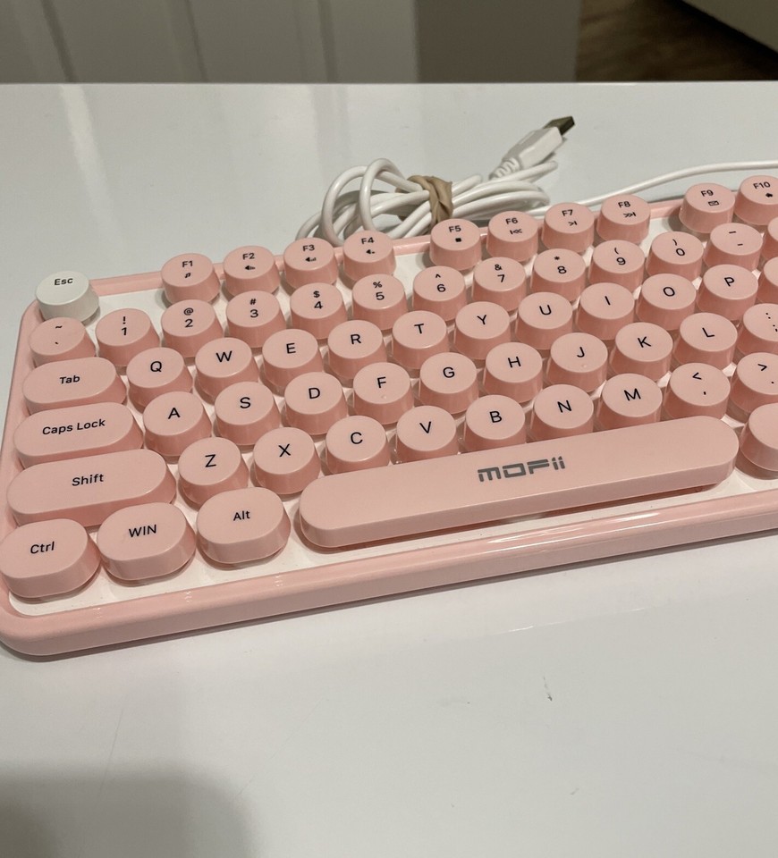 Mofii Keyboard PC Wired USB No Mouse Pink Keys Rare Color Retro Round ...