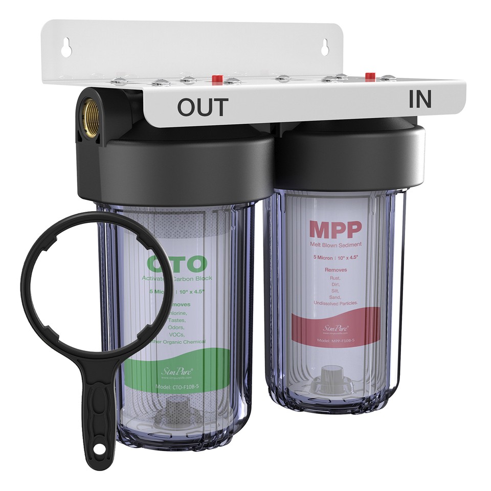 10"x4.5" Big Blue Whole House Water Filter System for Well + 1 Set ...