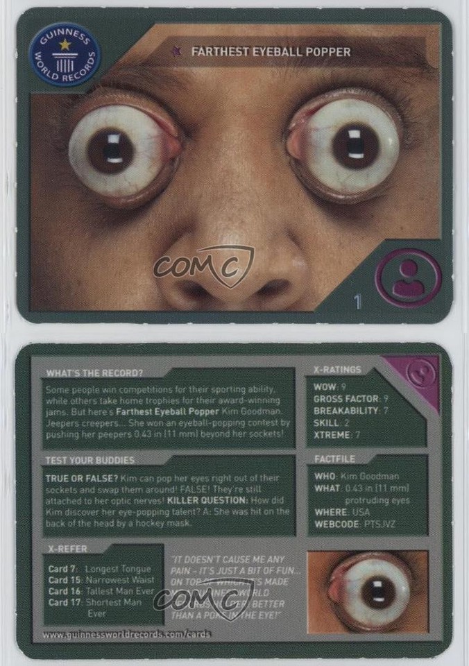 2006 Guinness Book of World Records Insert Cards Farthest Eyeball ...