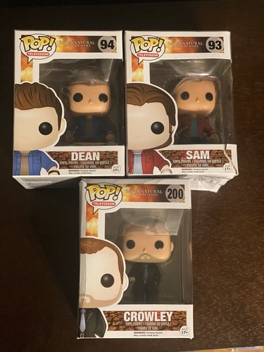 Funko Pop! Lot of 3 Supernatural Sam, Dean, Crowley 93 94 200 Some Wear ...