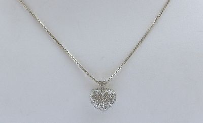 STERLING SILVER NECKLACE WITH STERLING SILVER RHINESTONE HEART PENDANT ...